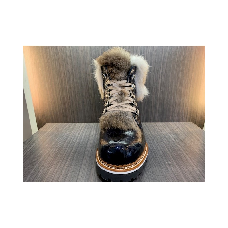 Bottines vernis rouge LA THUILE marine