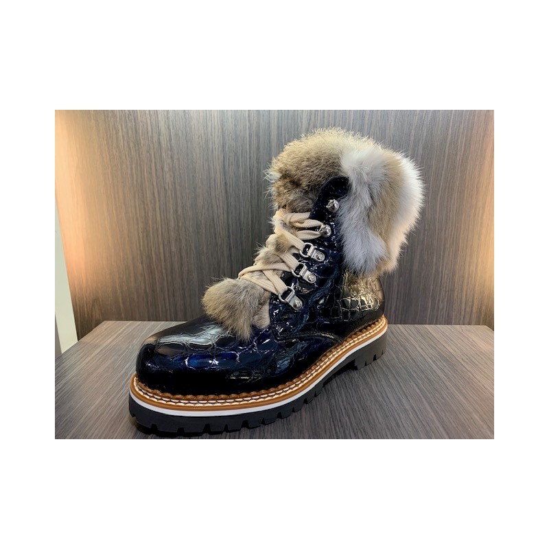 Bottines vernis rouge LA THUILE marine