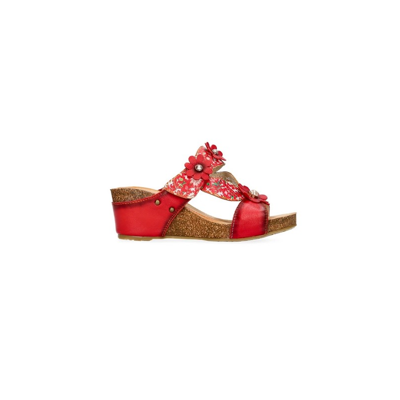 Mule compensée Laura Vita Rouge rouge
